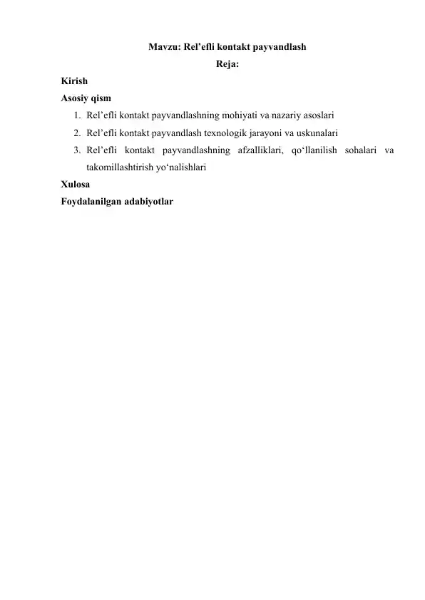 Rel’efli kontakt payvandlash