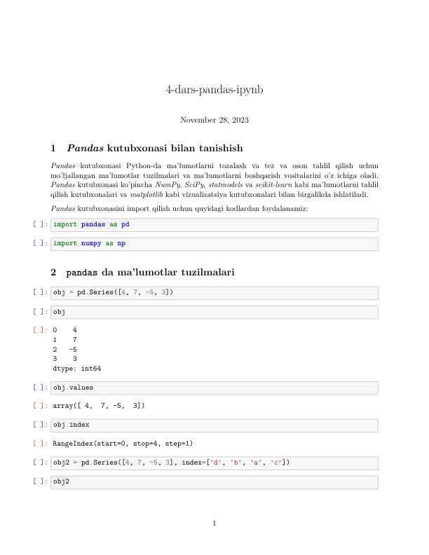 Pandas kutubxonasi bilan tanishish