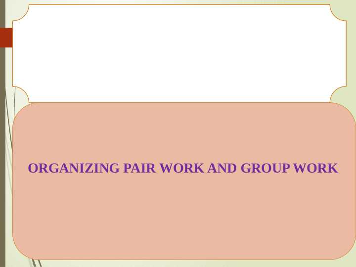 ORGANIZING PAIR WORK AND GROUP WORK