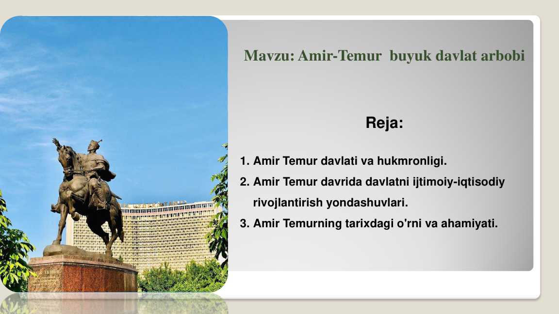 Amir-Temur buyuk davlat arbobi