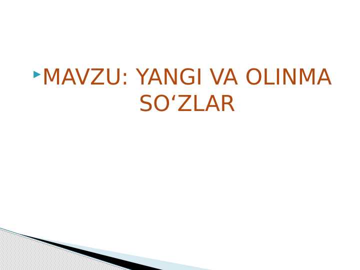 YANGI VA OLINMA SO‘ZLAR