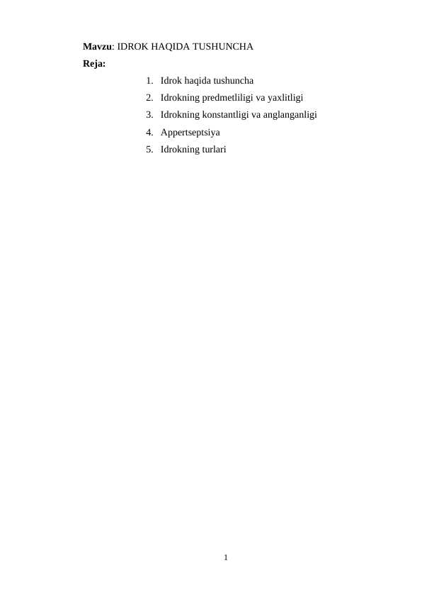 IDROK HAQIDA TUSHUNCHA