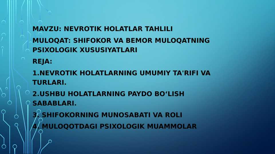Nevrotik holatlar tahlili Muloqat: shifokor va bemor muloqatning ...