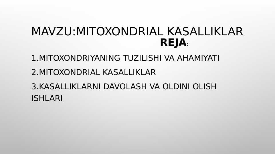 Mitoxondrial kasalliklar