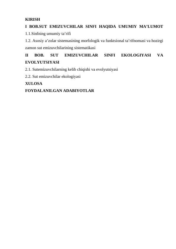 sut emizuvchilar sinfi ekologiyasi va evolyutsiyasi.docx