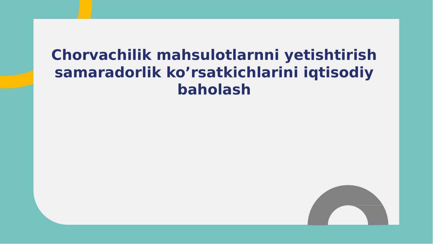 Chorvachilik mahsulotlarnni yetishtirish samaradorlik ko’rsatkichlarini ...