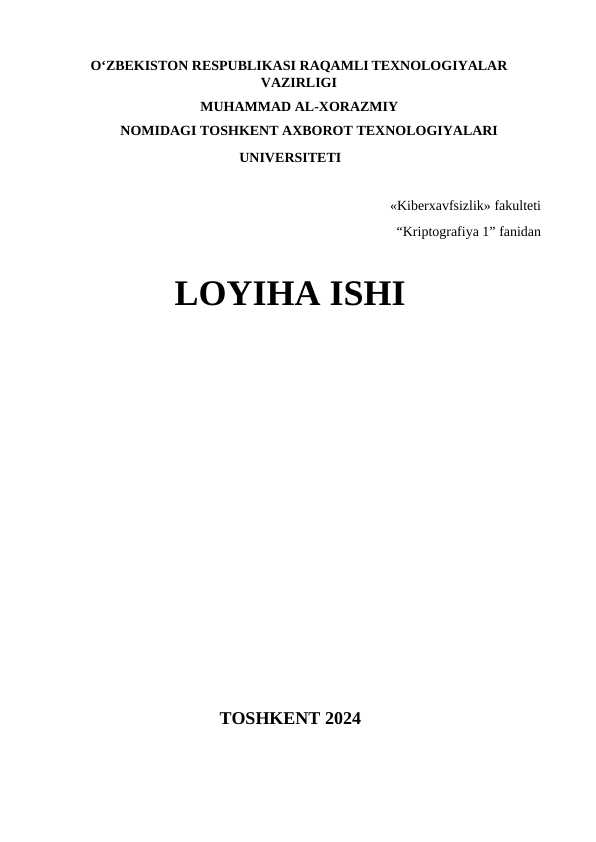 Shifr matni RSA shifrlash algoritmi asosida rasshifrovkalash