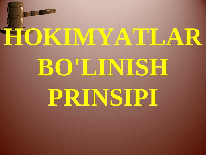 HOKIMYATLAR BO'LINISH PRINSIPI