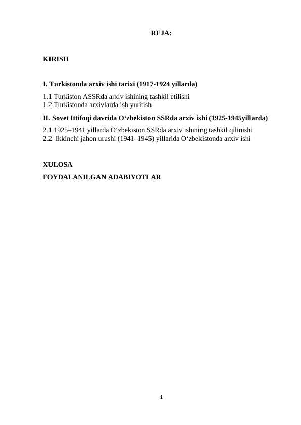 Turkistonda arxiv ishi tarixi (1917-1924 yillarda)