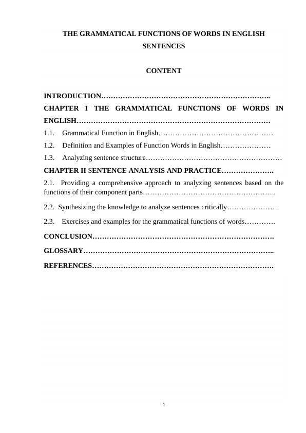 THE GRAMMATICAL FUNCTIONS OF WORDS IN ENGLISH SENTENCES COURSE PAPER.docx