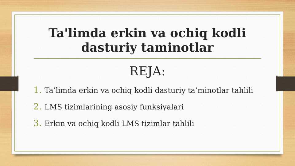 Ta'limda erkin va ochiq kodli dasturiy taminotlar