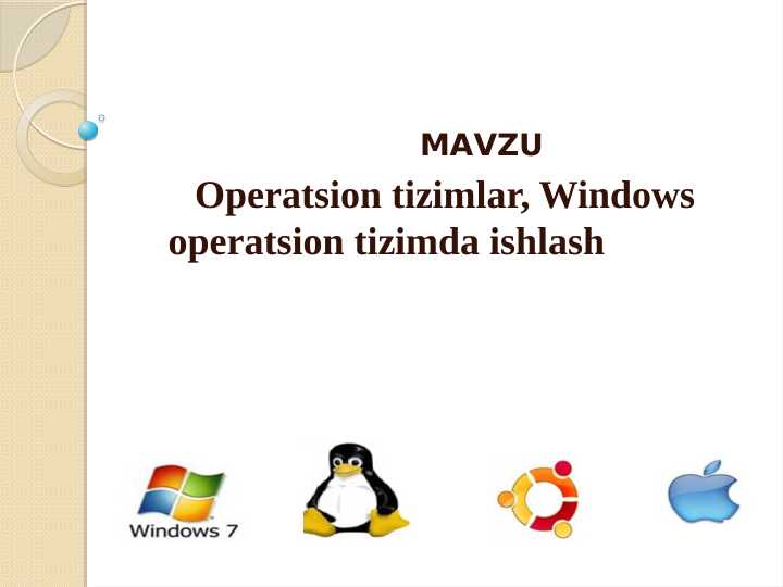 Operatsion tizimlar, Windows operatsion tizimda ishlash