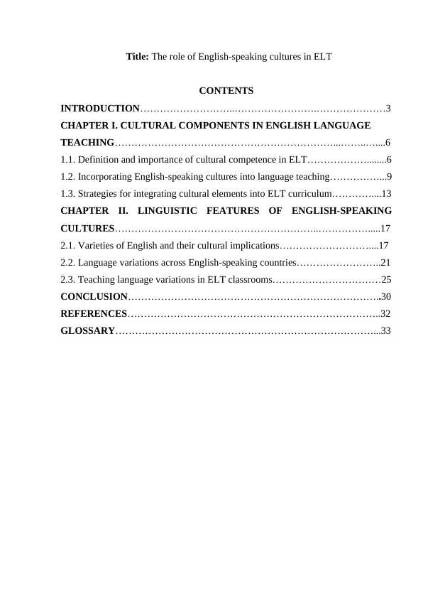 The role of English-speaking cultures in ELT