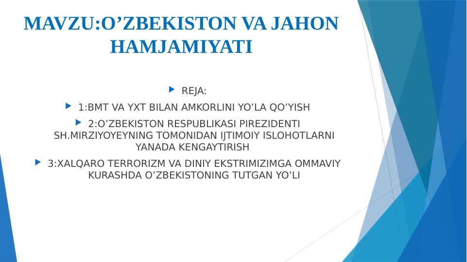 O’zbekiston va jahon hamjamiyati