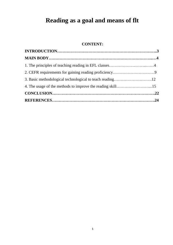 Reading as a goal and means of flt