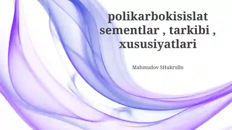 Polikarboksilat Tsementlari