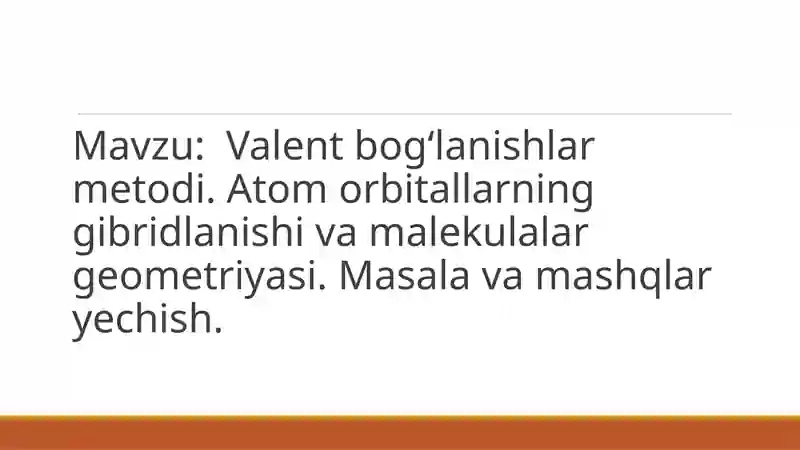 Valent bogʻlanishlar metodi