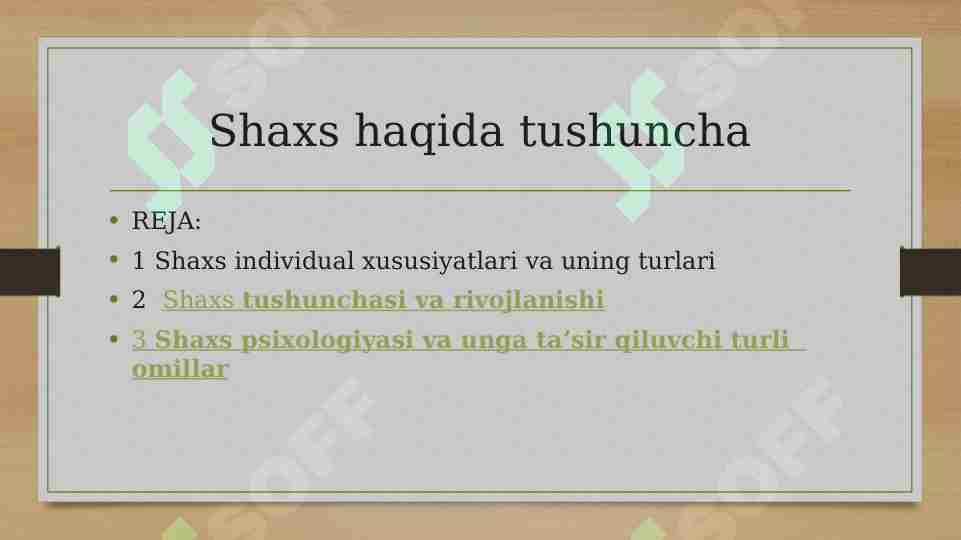 Shaxs haqida tushuncha