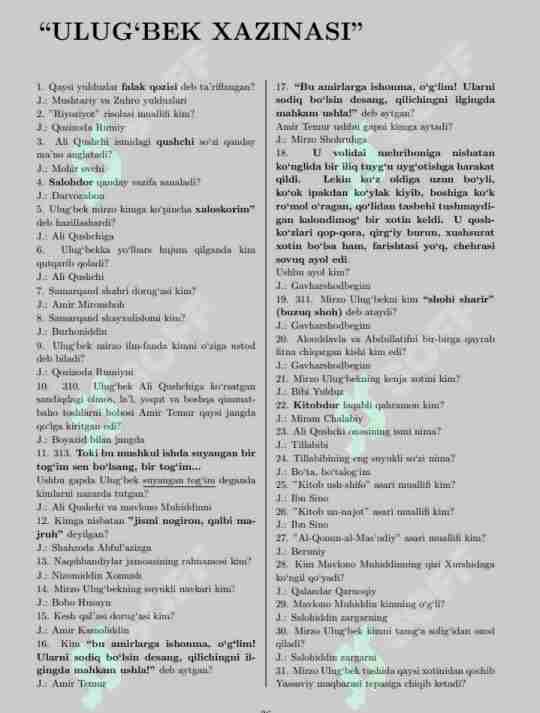 uluģbek-xazinasi-savol-javob