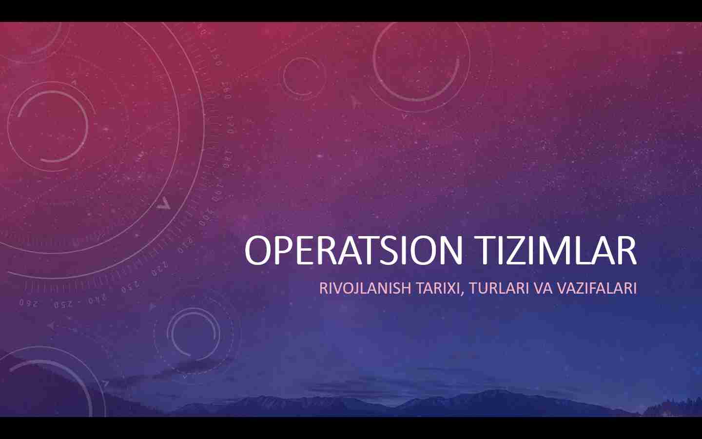 Operatsion tizimlar va ularning turlari, vazifalari