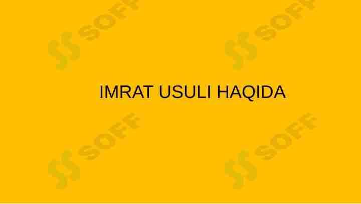 Imrat usuli haqida