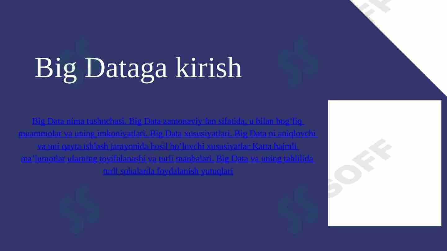 Big Dataga kirish