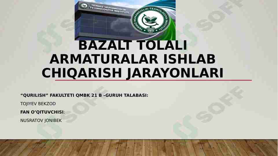 Bazalt tolali Armaturalar ishlab chiqarish jarayonlari.