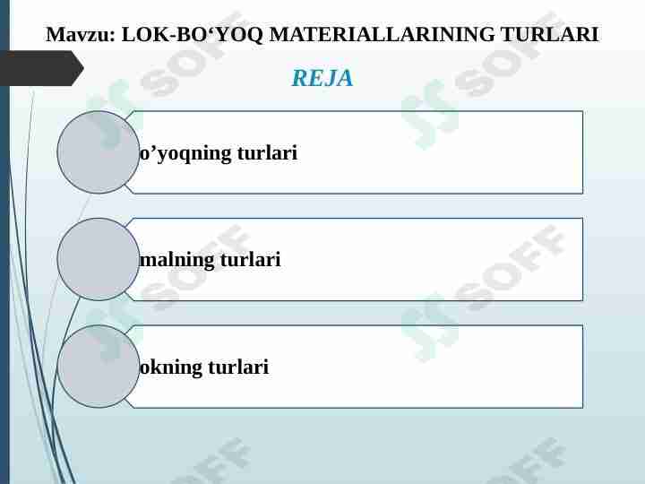 LOK-BO‘YOQ MATERIALLARINING TURLARI