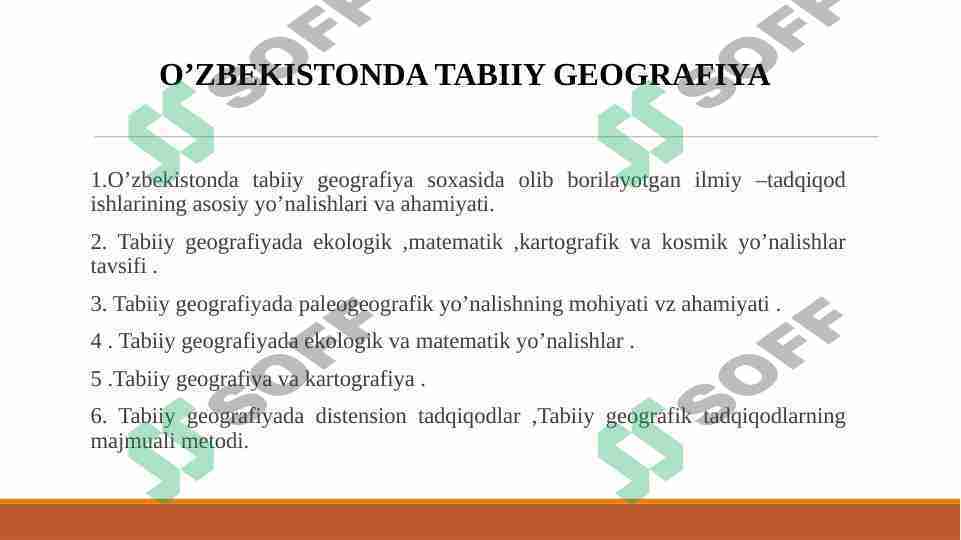 O’ZBEKISTONDA TABIIY GEOGRAFIYA