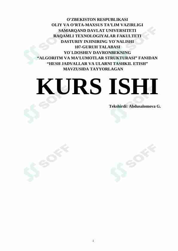 Algoritmlash va ma'lumotlar strukturasi