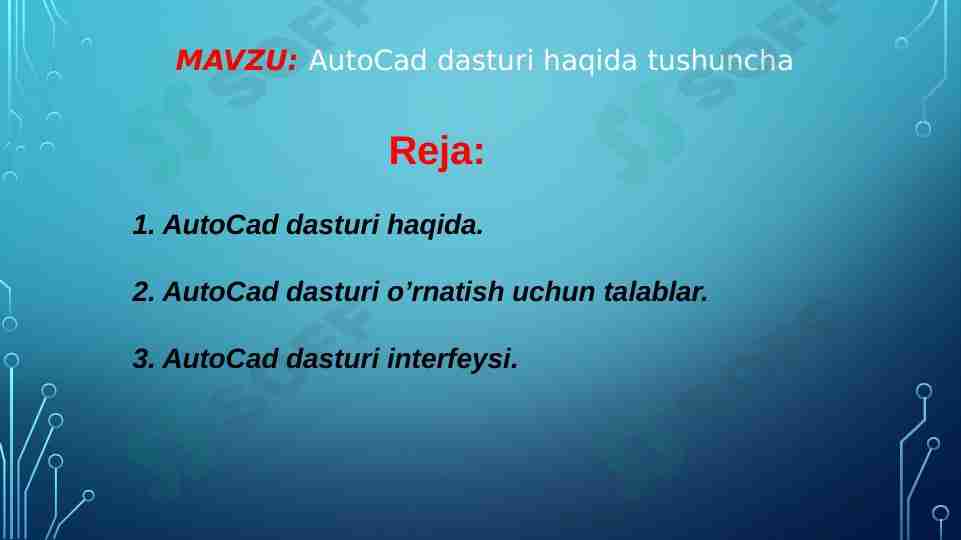 AutoCad dasturi haqida tushuncha