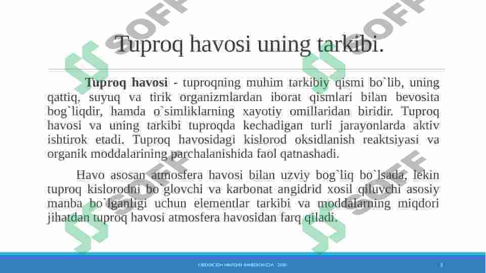 Tuproq havosi uning tarkibi