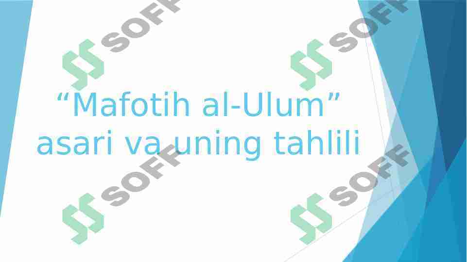 Mafotih al-Ulum asari va uning tahlili