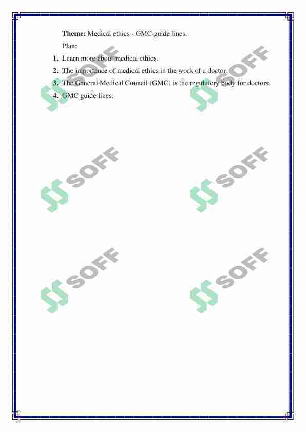 Medical ethics - GMC guide lines