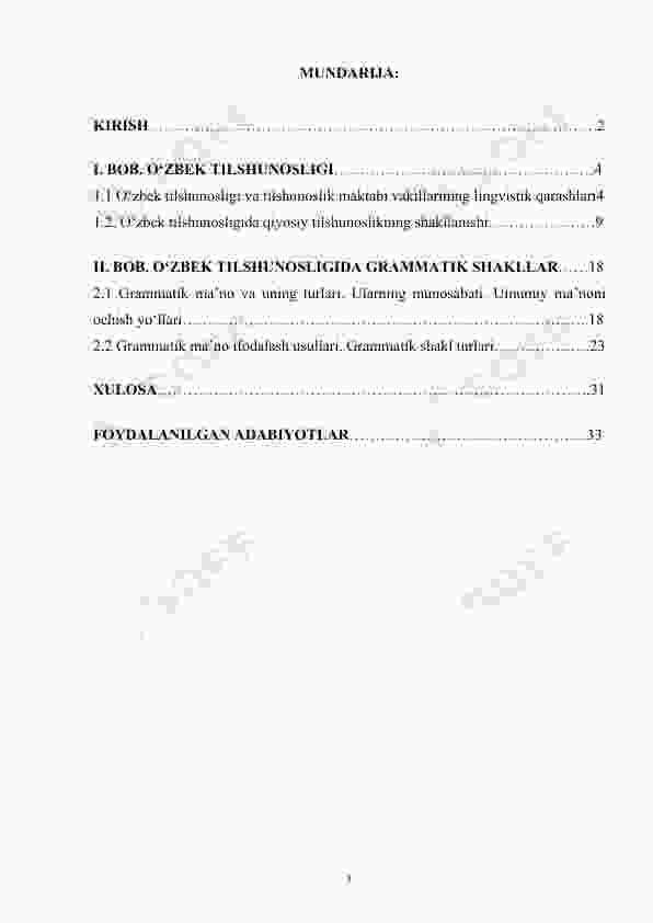 O'zbek tilshunosligida grammatik shakllar tasnifi