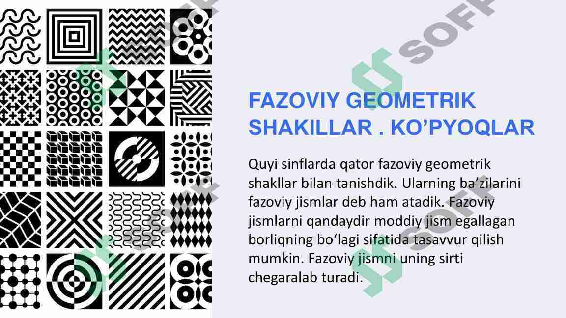 FAZOVIY GEOMETRIK SHAKILLAR . KO’PYOQLAR