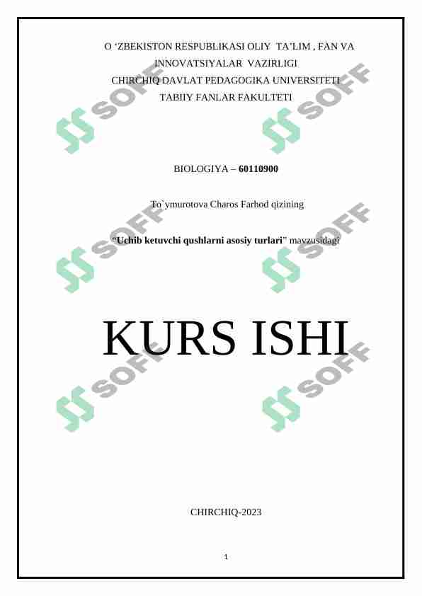 QUSHLAR SINFINING UMUMIY TAVSIFI