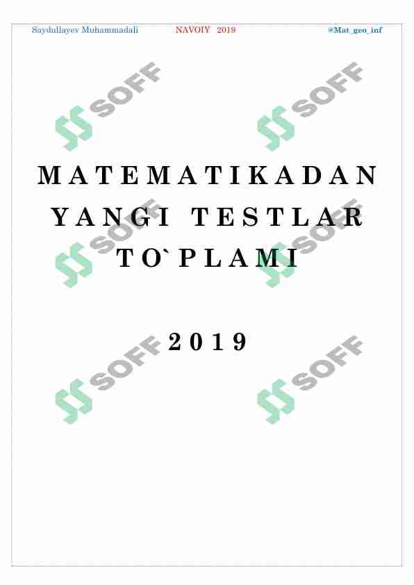 Matematika (300 ta) testlar toplami Kaliti bilan