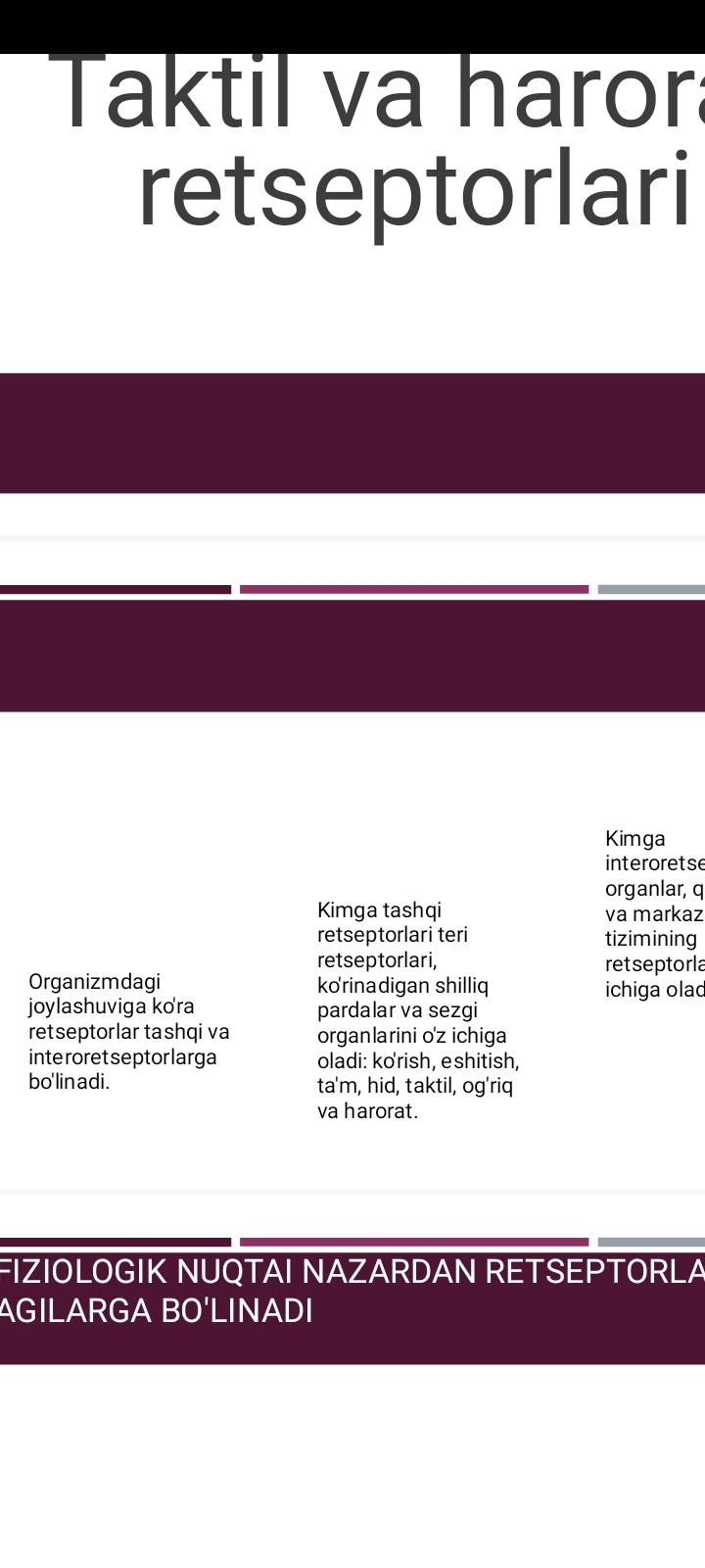 Taktil va harorat retseptorlari