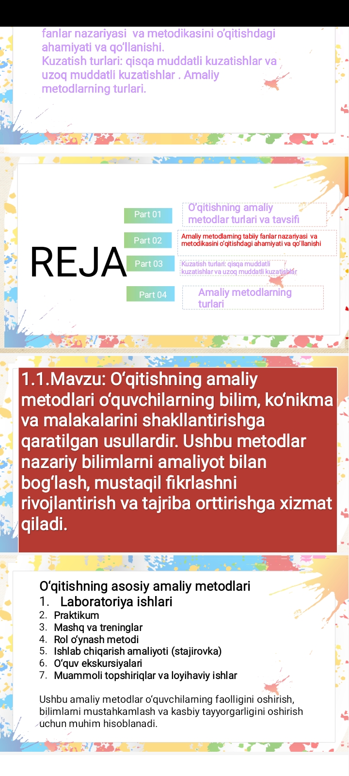 O’qitishning amaliy metodlar turlari va tavsifi. Amaliy metodlarning ...