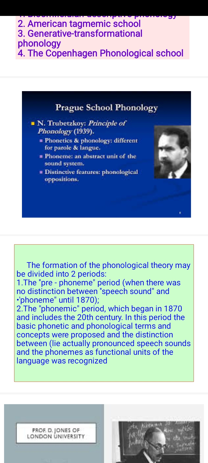 The Prague and London Phonological schools. Phonological trends in the ...