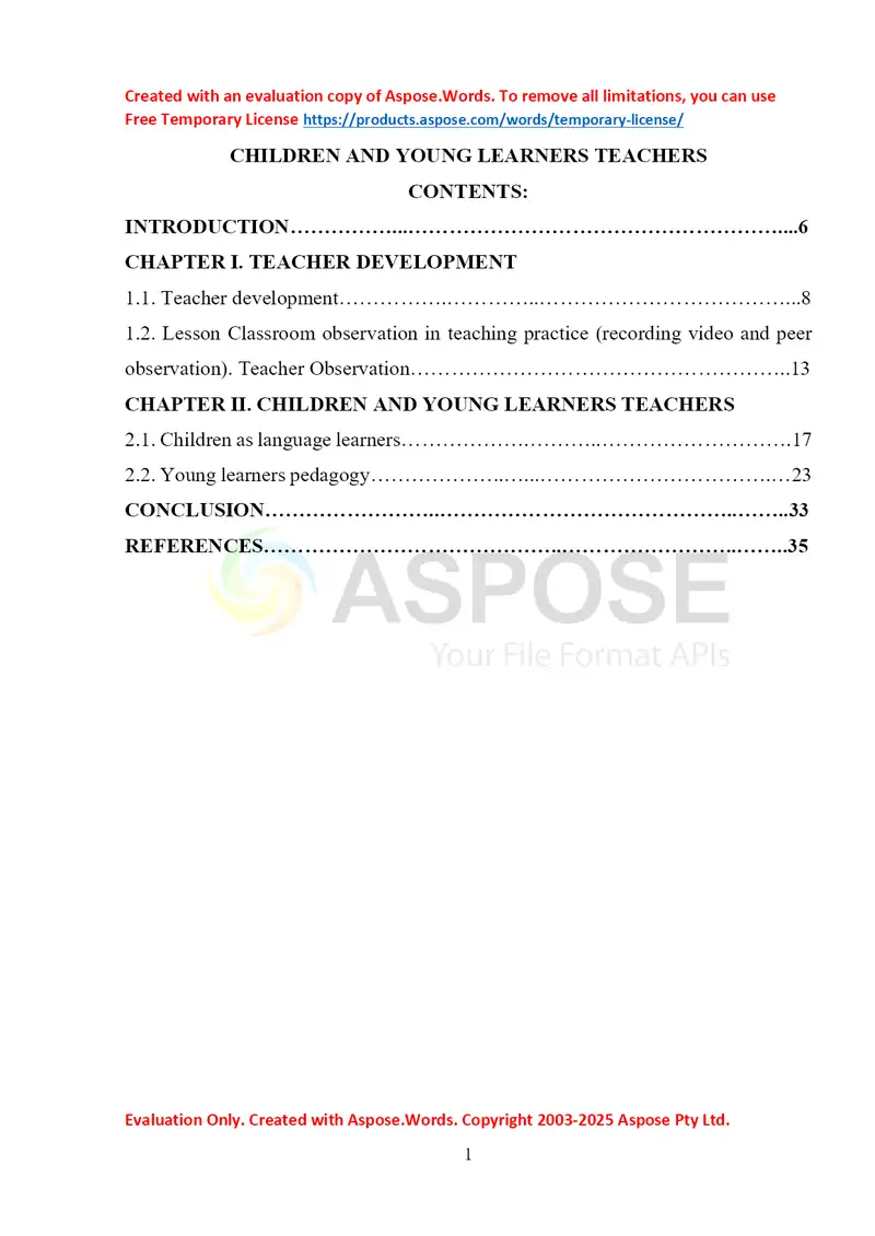 CHILDREN AND YOUNG LEARNERS TEACHERS