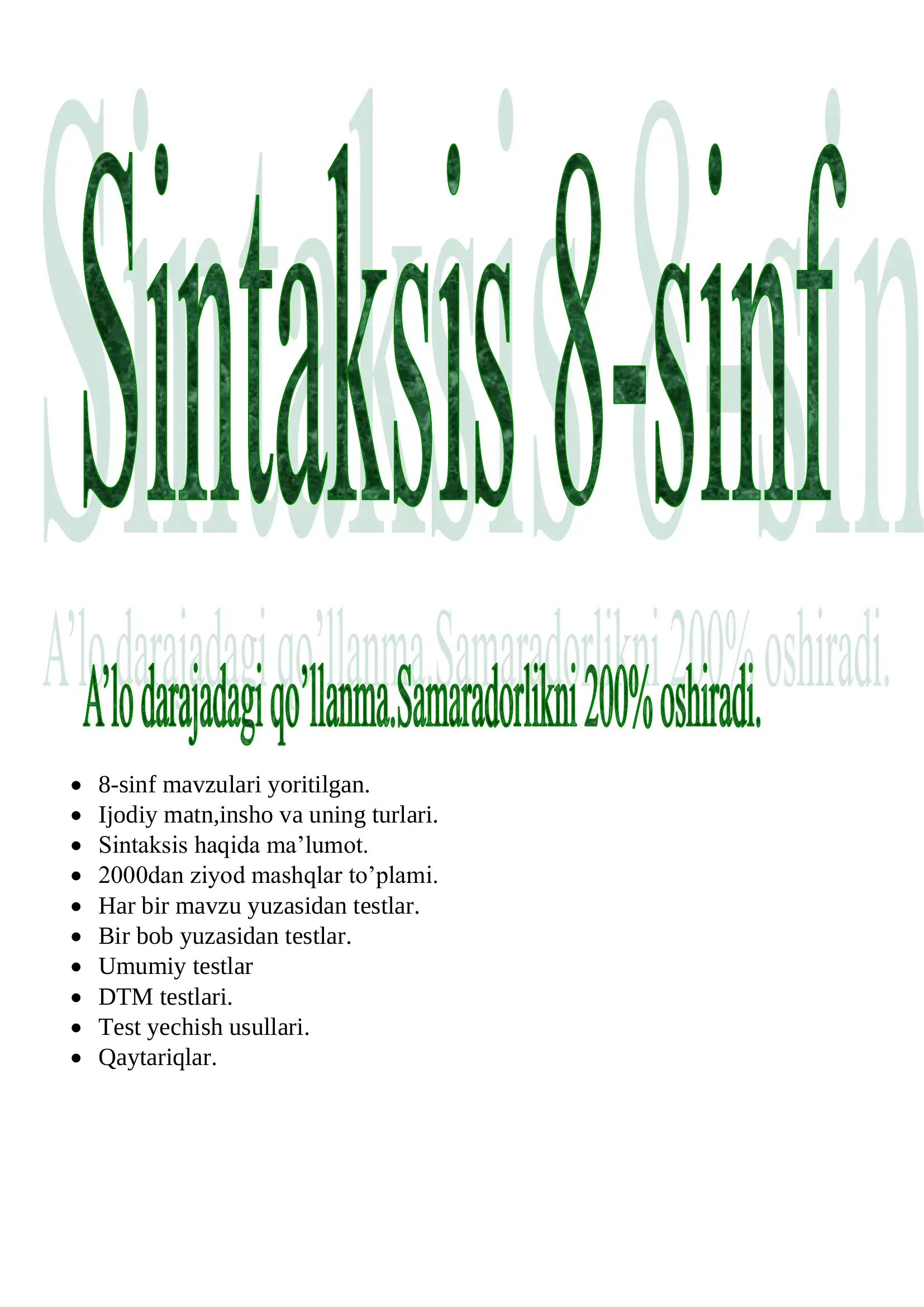 Sintaksis. Ijodiy matn, insho va uning turlari