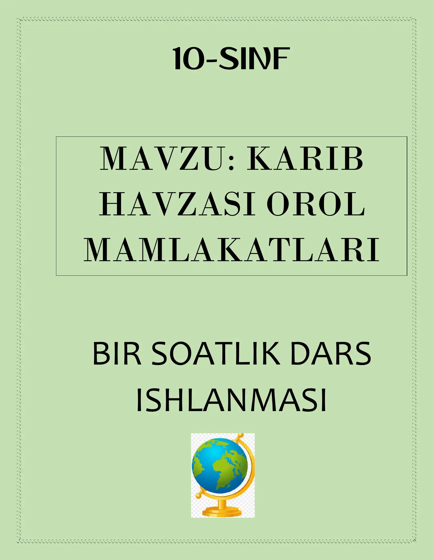 Karib Dengizi Orol Mamlakatlari 10-Sinf