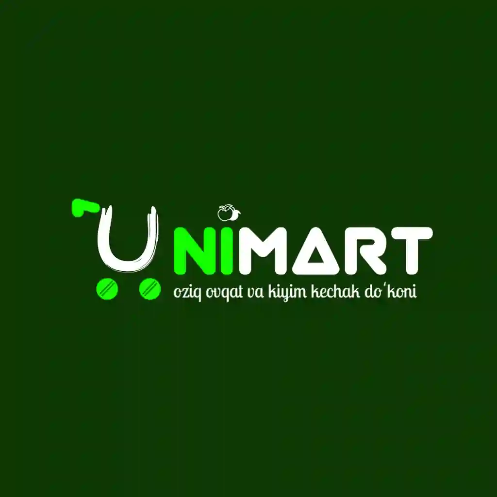 doʻkon va supermarketla uchun UNIMART universal market degan manodagi logo
