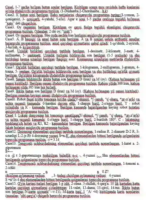 python case operatoriga matematik missollar eshish