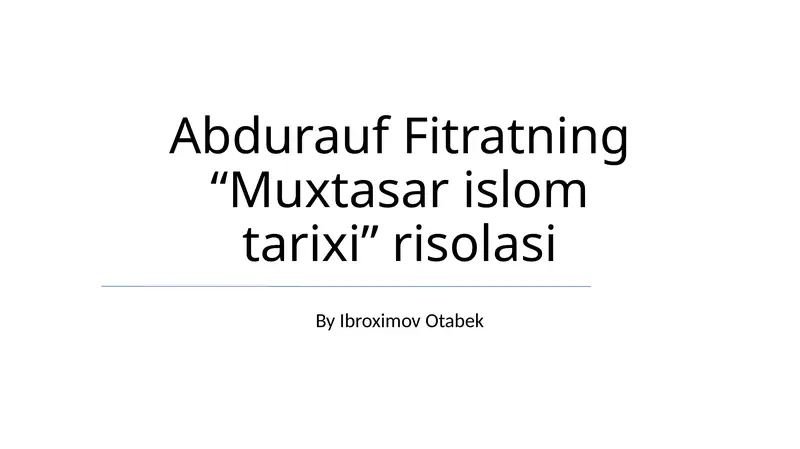 Muxtasar islom tarixi