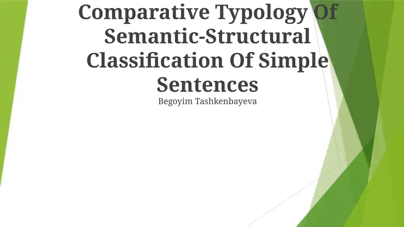 Comparative Typology Of Semantic-Structural Classification Of Simple ...