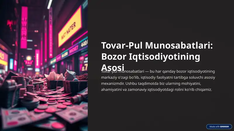 Tovar-Pul Munosabatlari