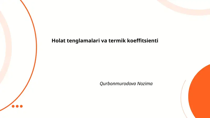 Ideal gaz qonuni va uning holat tenglamasi (PV = nRT)